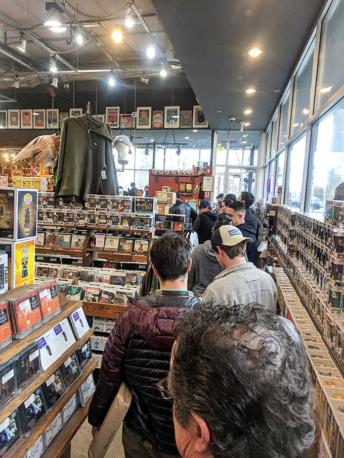 Fellow music lovers browse the bins, united in the universal quest for that one perfect album.