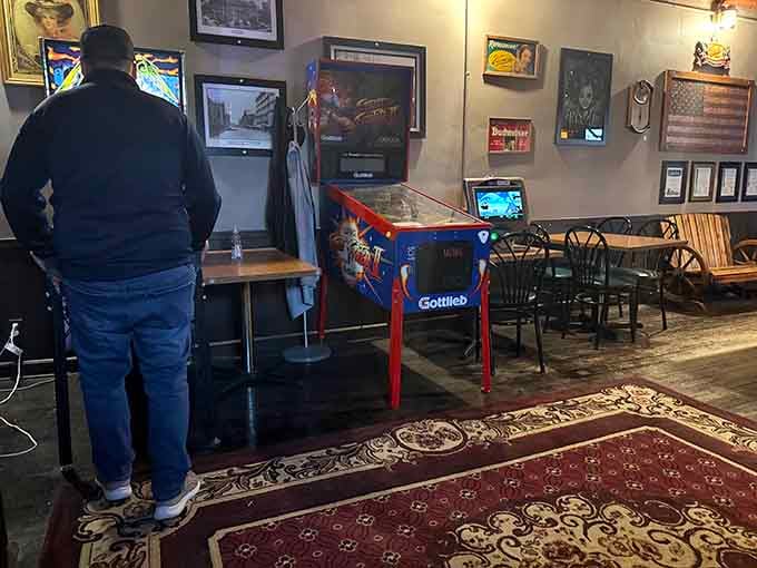 Pinball and comfortable seating create the perfect combination for an evening of old-school fun.