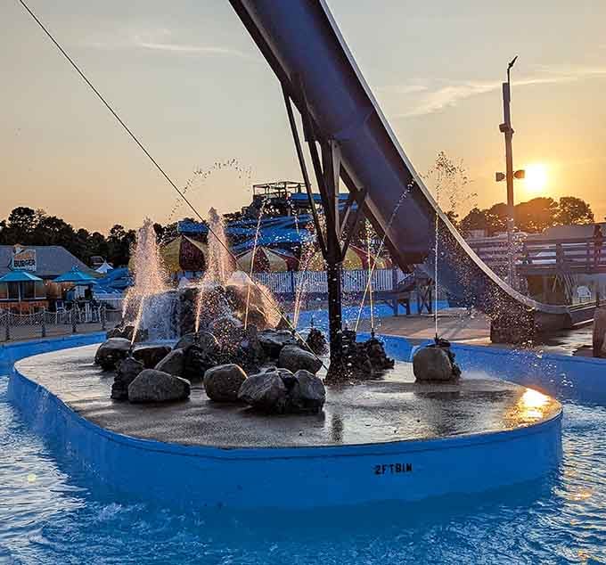This fountain feature adds a touch of elegance to all the controlled chaos happening around the park.