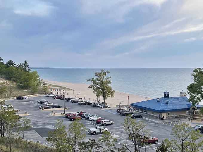 The parking area and facilities prove that paradise can be surprisingly accessible when you know where to look.