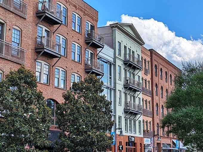 These colorful buildings prove new construction can respect history without trying too hard to fake it.