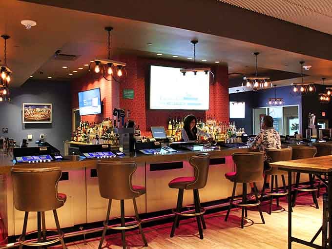 A well-stocked bar where you can toast your wins or console your losses with equal style.