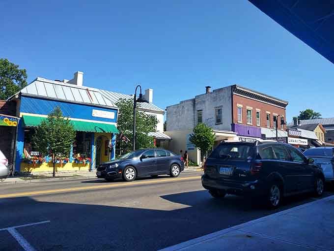 The downtown streetscape mixes architectural eras like a playlist that somehow works perfectly despite the variety.