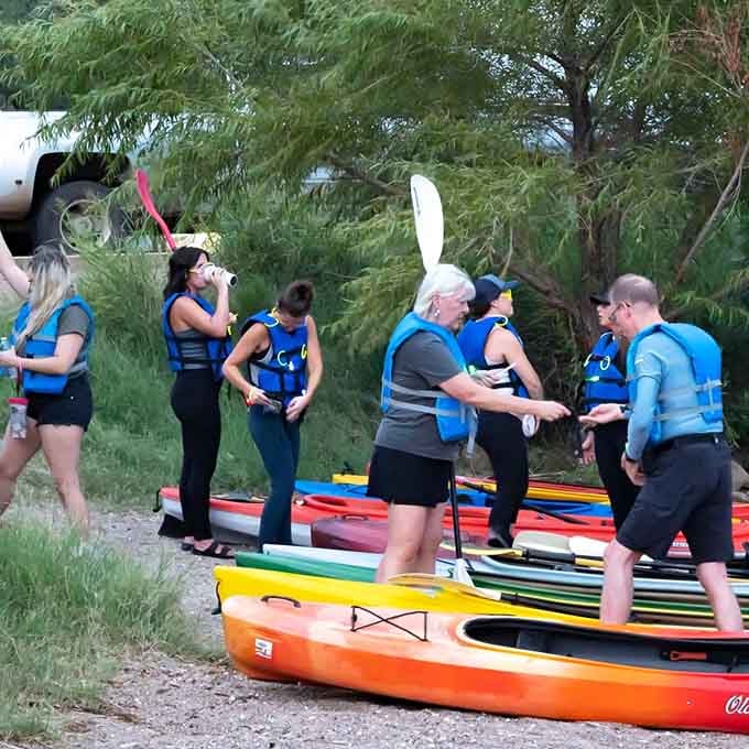 Getting ready to launch looks like summer camp for adults who never outgrew their love of water activities.