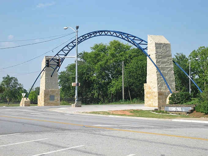 This distinctive archway marks the entrance to outdoor adventures that won't empty your retirement account.