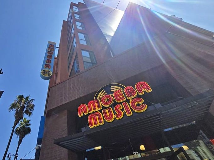 The Hollywood location stands proud, a beacon for music lovers navigating the entertainment capital's busy streets.