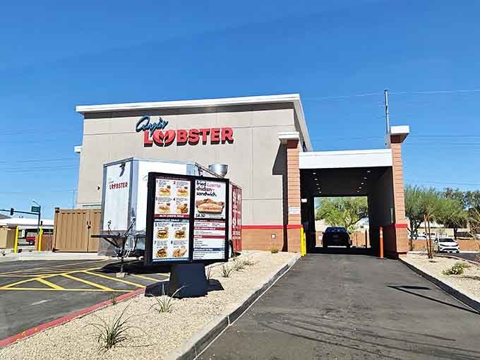 The building stands proud with its clear signage, making no apologies for bringing ocean flavors to the desert.