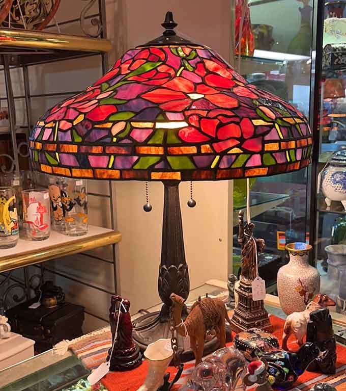 Stained glass lamp casting colorful dreams, the kind of find that makes your heart skip.