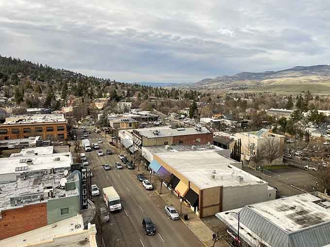 From above, Ashland reveals itself as a perfect blend of mountain town charm and cultural sophistication.
