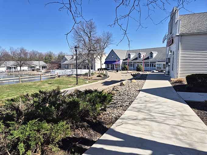 Wide walkways and thoughtful landscaping make strolling between stores feel less like errands, more like a pleasant outing.