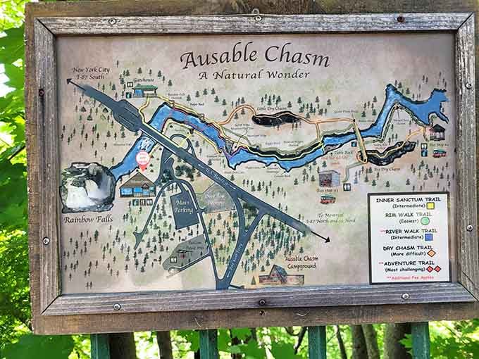 Trail maps showing the various routes through this natural wonder, each promising its own unique perspective on ancient beauty.