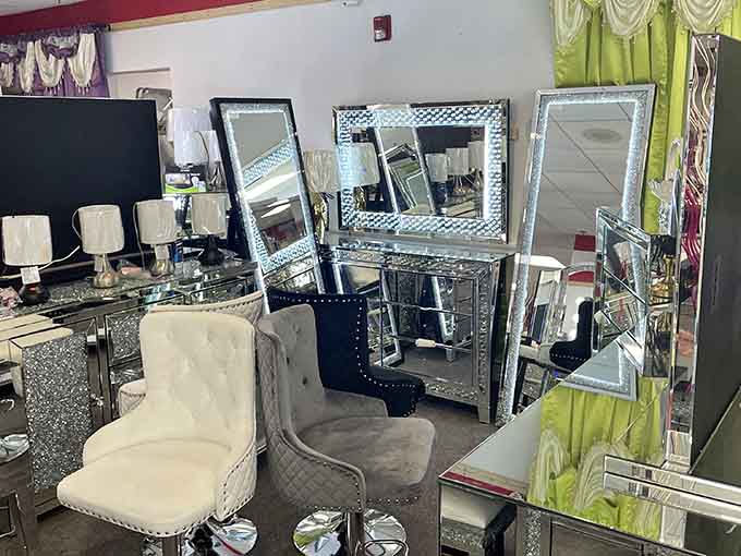 Mirrors reflecting mirrors reflecting more mirrors, creating an infinity effect that's either artistic or slightly disorienting, possibly both.