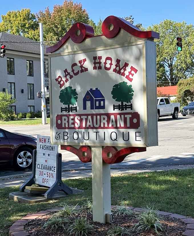 That charming vintage sign out front announces both restaurant and boutique, making this destination twice as tempting to visit.