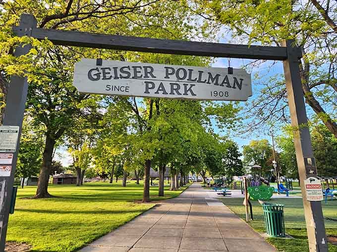 Geiser Pollman Park provides green space for community gatherings, complete with shade trees and small-town summer vibes.