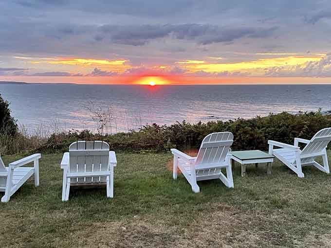 Sunset from the island proves that sometimes the best entertainment doesn't require a subscription service or remote control.