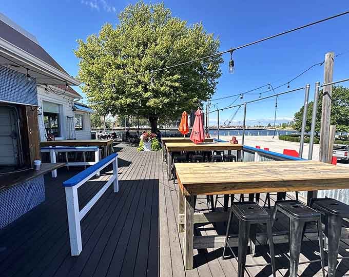 Waterfront patio dining with those views makes every meal taste even better than it already does.