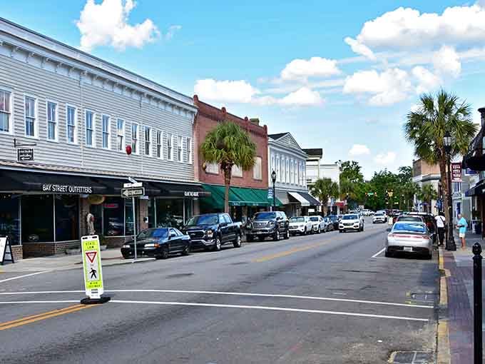 Bay Street bustles with that perfect small-town energy where everyone's going somewhere but nobody's really rushing to get there.