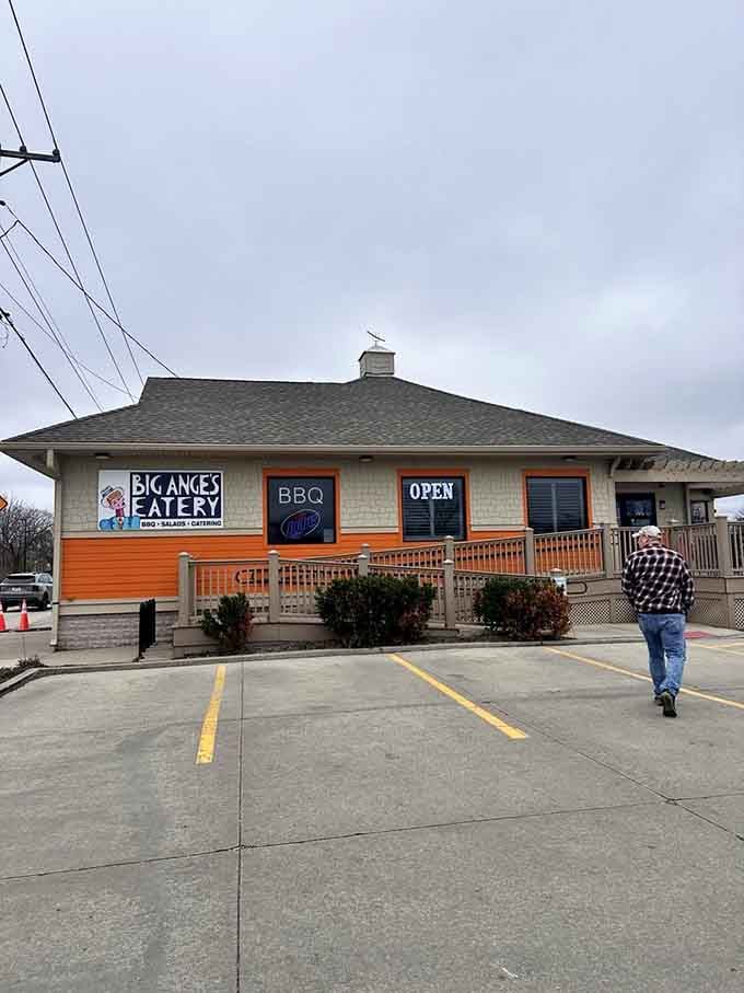 That orange-trimmed exterior and welcoming signage make Big Ange's impossible to miss and even harder to resist visiting.