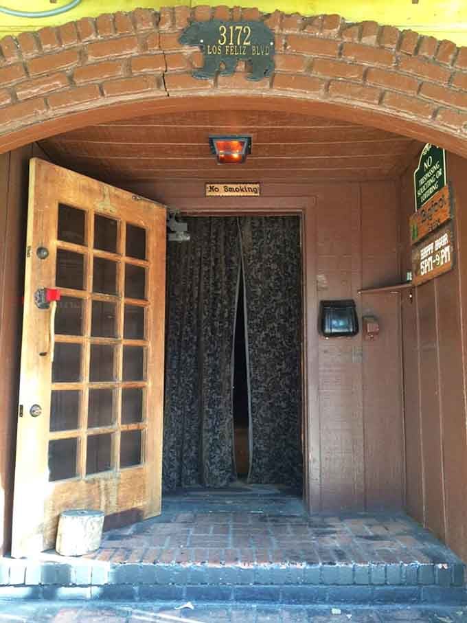 The entrance features a Bigfoot silhouette marking the address, just in case you forgot where you were headed tonight.
