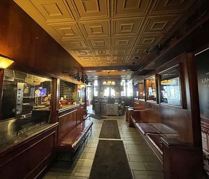 Even the hallway looks inviting, with decorative ceiling tiles that show someone cared about every single detail here.