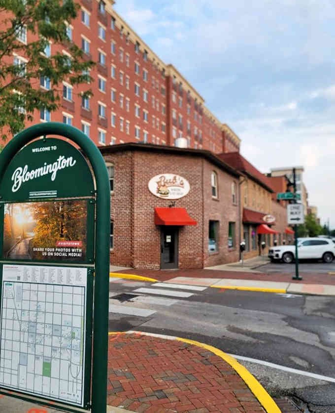 The corner location sits proudly in Bloomington, a destination that draws pilgrims from near and far seeking burgers.