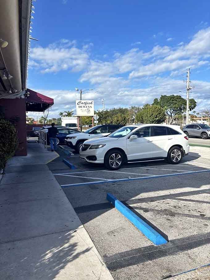 Accessible parking means getting from car to catfish requires minimal effort, exactly as it should be.