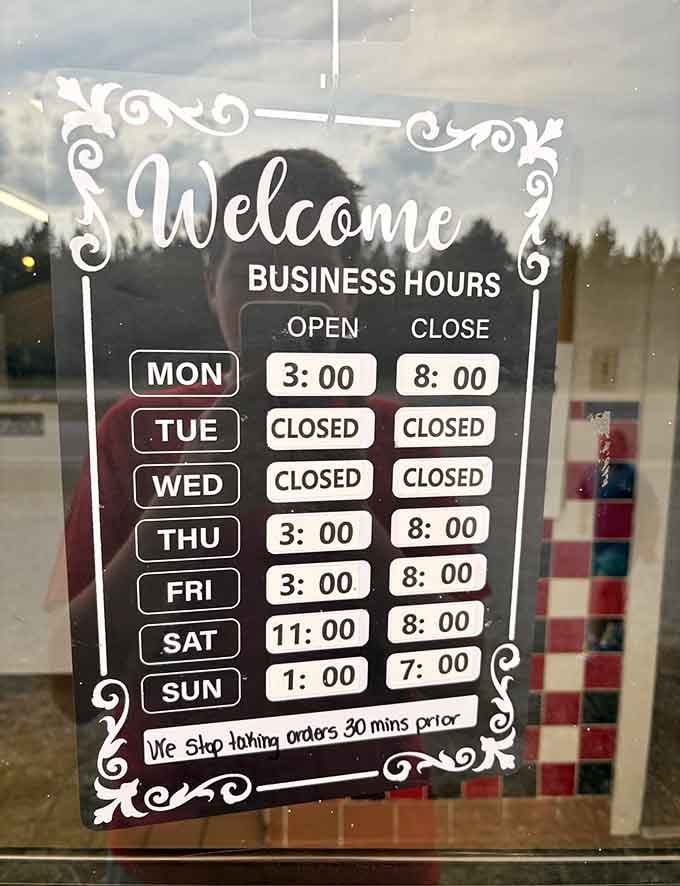 Business hours posted clearly because nothing's worse than driving out here only to find the doors locked tight.