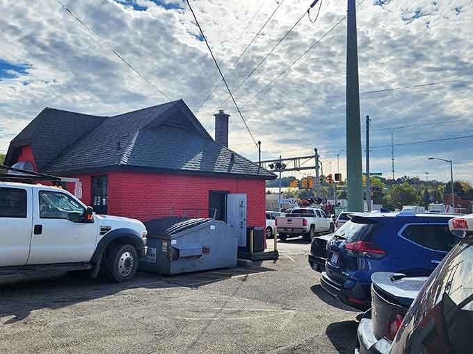 That packed parking lot tells you everything: locals know exactly where to find Grand Rapids' best-kept secret.