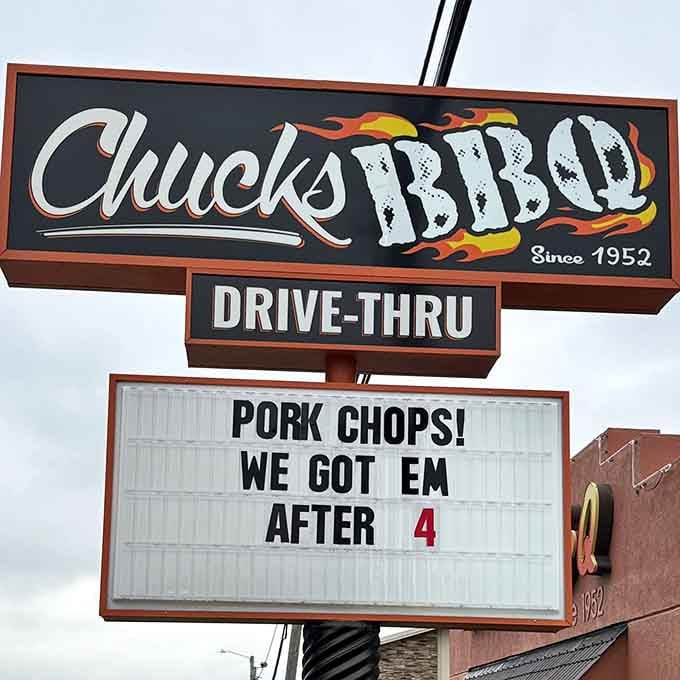 Since 1952, this sign has promised barbecue and delivered on that promise thousands of times over.