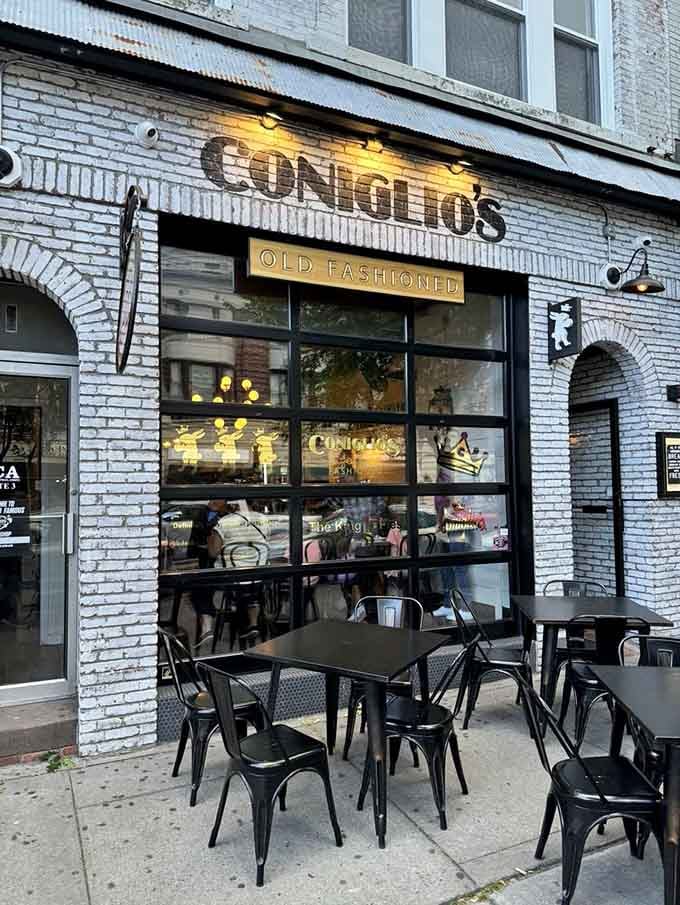 Outdoor seating on South Street where you can enjoy your slice and watch Morristown go by.