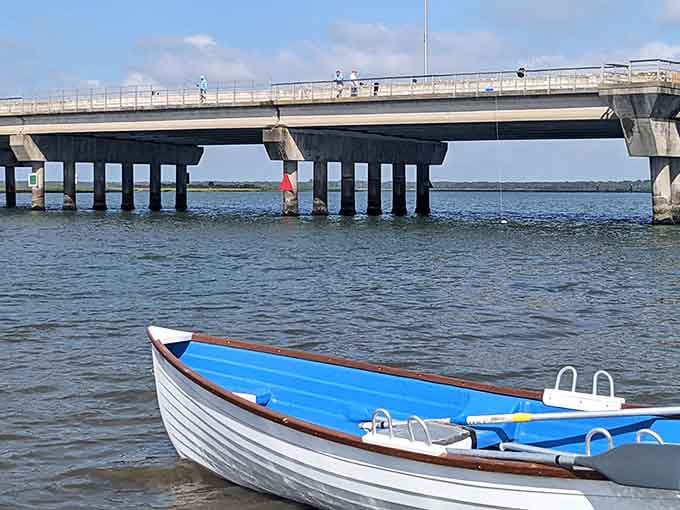 Simple boats bob peacefully in the inlet, reminding us that the best adventures don't require fancy equipment.