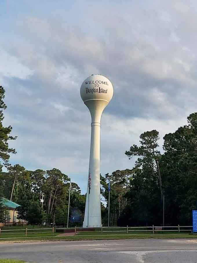 The iconic water tower stands tall, a beacon reminding you that you've officially arrived at relaxation.