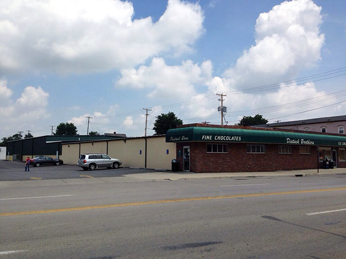 The corner location on a sunny day looks unassuming until you know the chocolate and ice cream magic happening inside those walls.