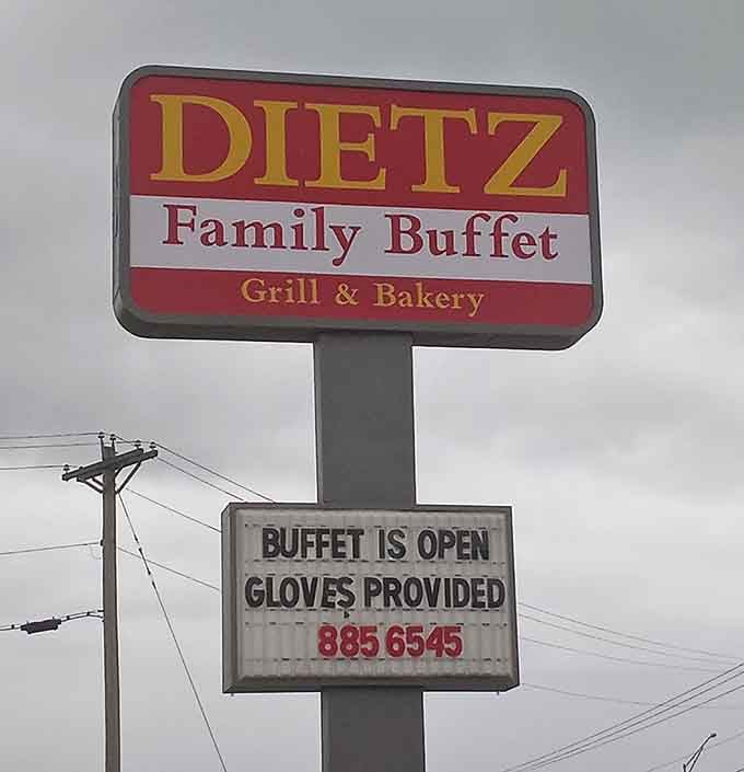 The sign outside makes a simple promise, and inside, that promise gets delivered three meals a day, every day.