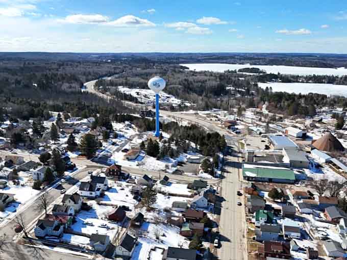 From above, Ely looks like civilization's last stand before the wilderness takes over completely.