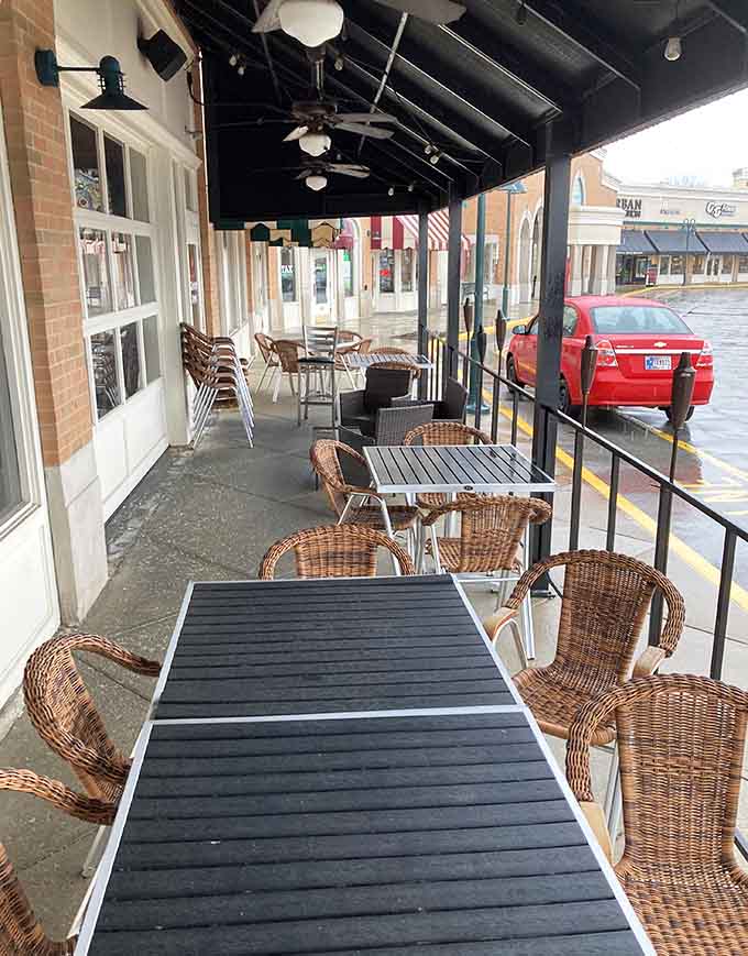 Outdoor seating for those perfect Indiana days when fresh air and wood-fired burgers are the only things that matter.