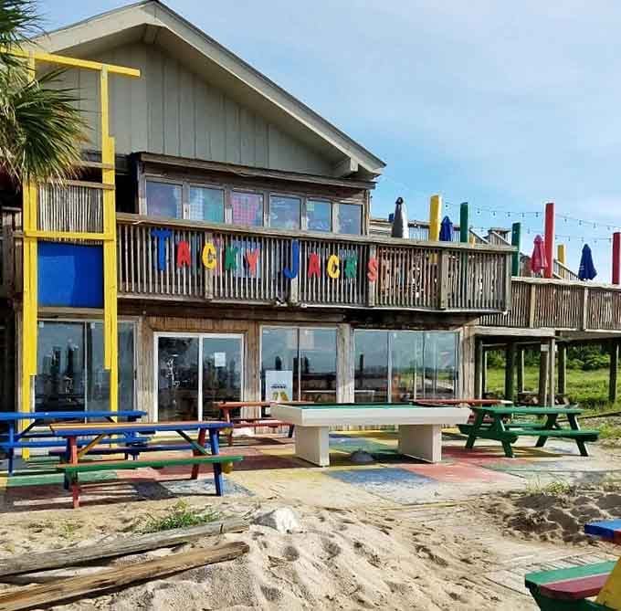 Tacky Jack's colorful waterfront spot serves fresh Gulf seafood with views that make every meal taste even better.