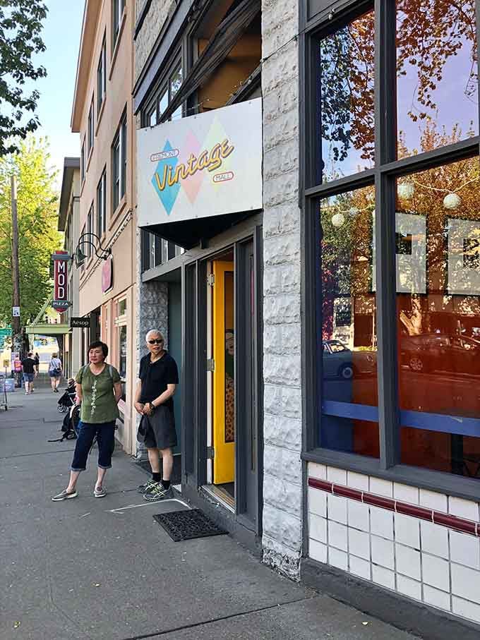 The welcoming storefront invites passersby to step inside and lose themselves in nostalgic treasures.