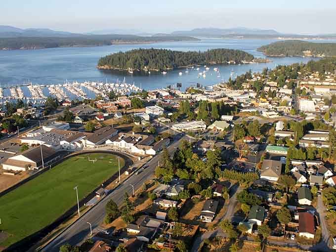 Aerial views reveal Friday Harbor's secret: it's basically a real-life snow globe minus the snow and the glass prison.