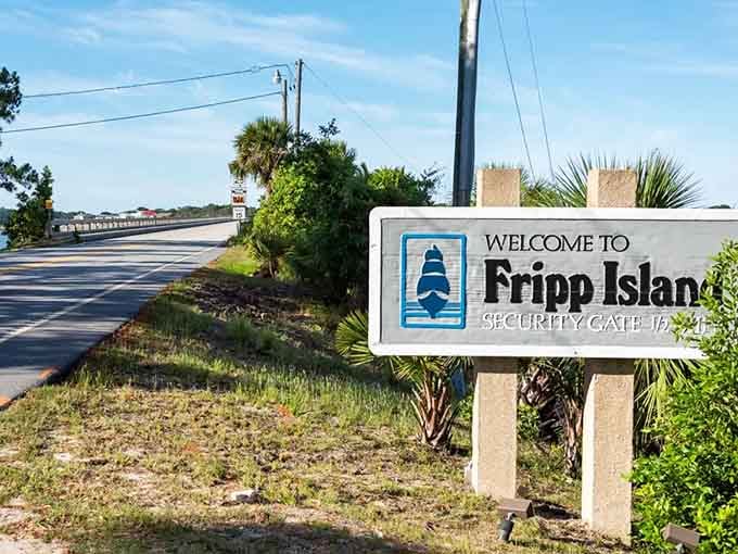 Welcome to Fripp Island, where that sign marks the exact moment your blood pressure starts its well-deserved vacation too.
