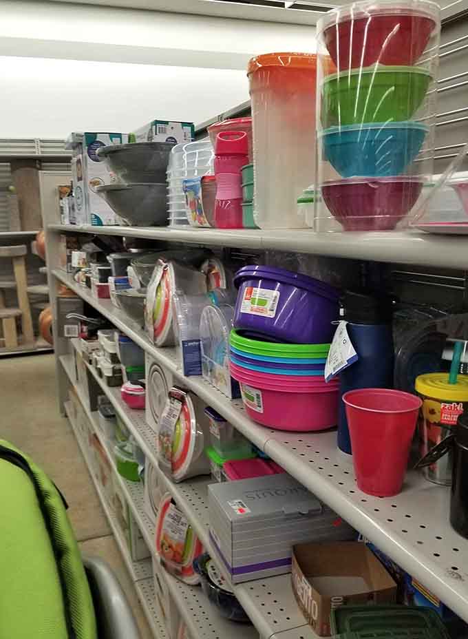 Colorful plastic housewares prove functional kitchen items can be cheerful and affordable at the same time.