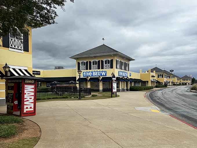 The open-air layout means you can actually breathe fresh air between stores, a revolutionary retail concept indeed.
