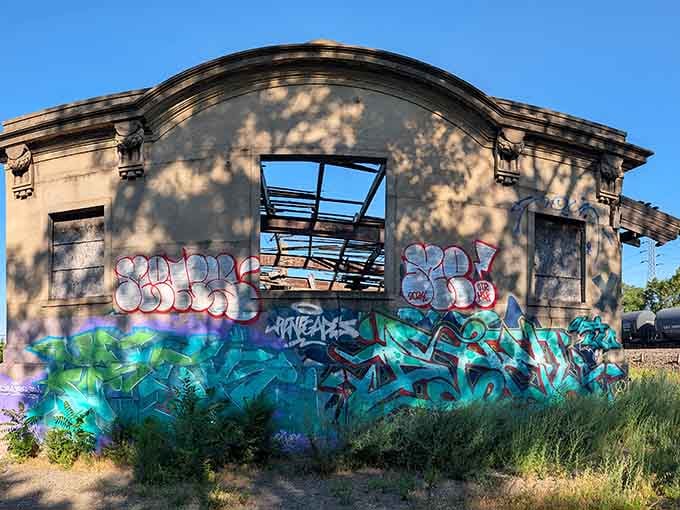 Bold colors breathe new life into old walls, proving that art finds a way even in ruins.