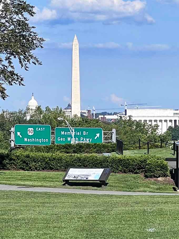 Highway signs pointing to monuments remind you that history isn't just in textbooks, it's right off this exit.