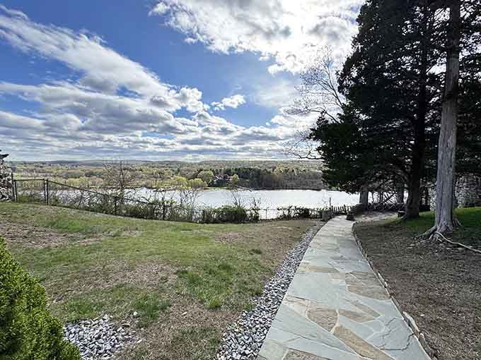 Stone pathways wind through the grounds, leading explorers on adventures that feel worlds away from everyday Connecticut life.