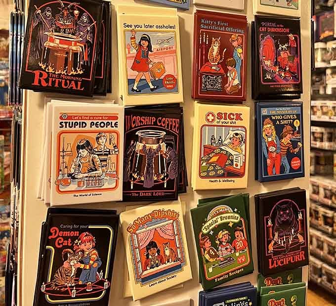 Novelty magnets with vintage humor prove that refrigerator real estate never goes out of style or loses appeal.