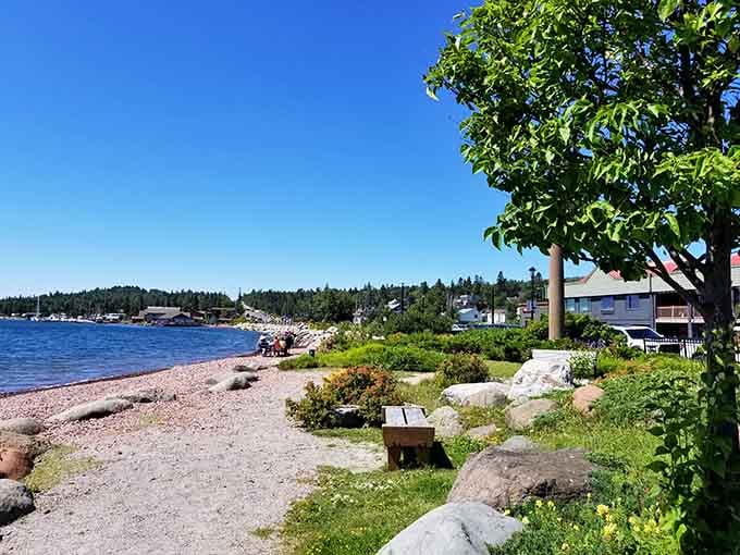 Harbor Park's rocky shoreline and shaded benches create the perfect spot for contemplating Lake Superior's infinite mysteries.