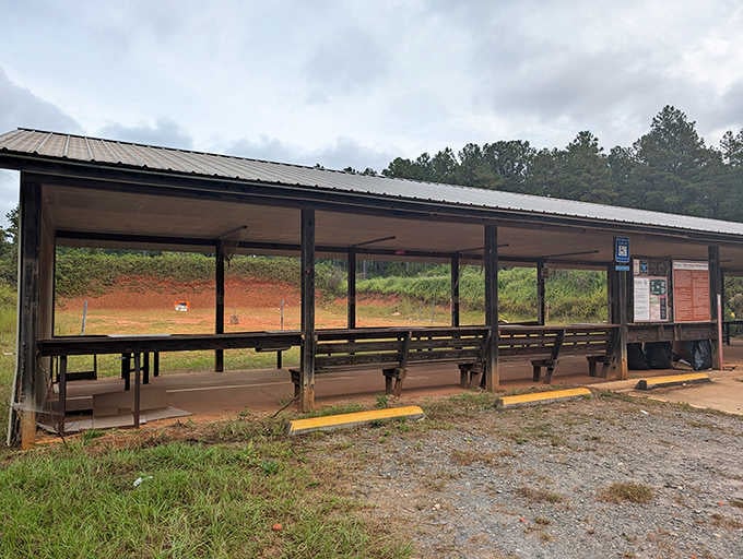 Even the shooting range gets a covered pavilion here, because Georgia heat shows no mercy to any hobby.