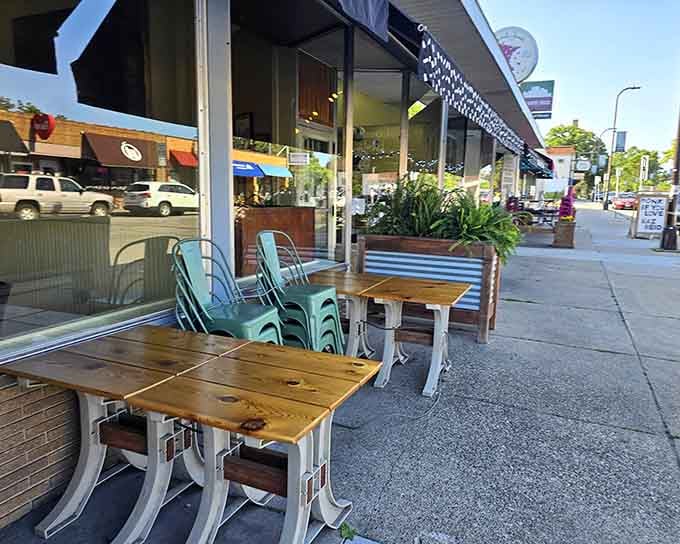 Outdoor seating that lets you enjoy your breakfast while soaking up the Northeast Minneapolis neighborhood vibe on beautiful days.