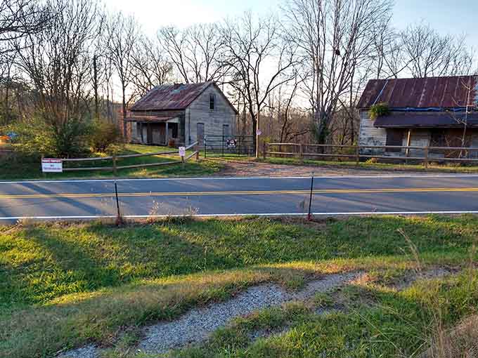 From the roadside, these structures look like they're patiently waiting for someone to notice their quiet dignity.